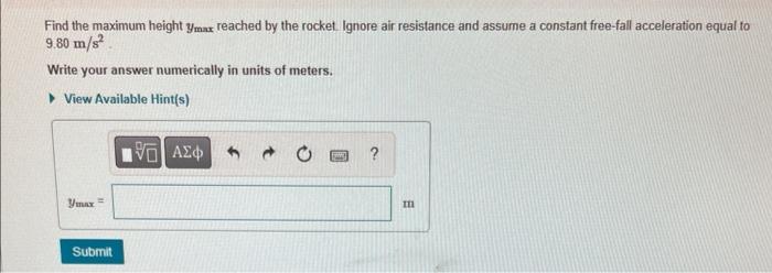 Solved A rocket, initially at rest on the ground, | Chegg.com