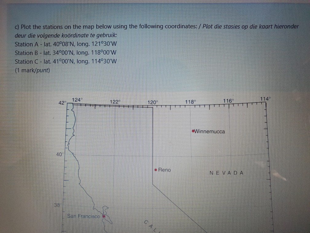 Solved C) Plot the stations on the map below using the | Chegg.com