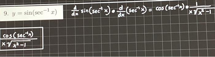 Solved 9. y = sin (sec-1c) a sin(se ). (see) = sce). as - | Chegg.com