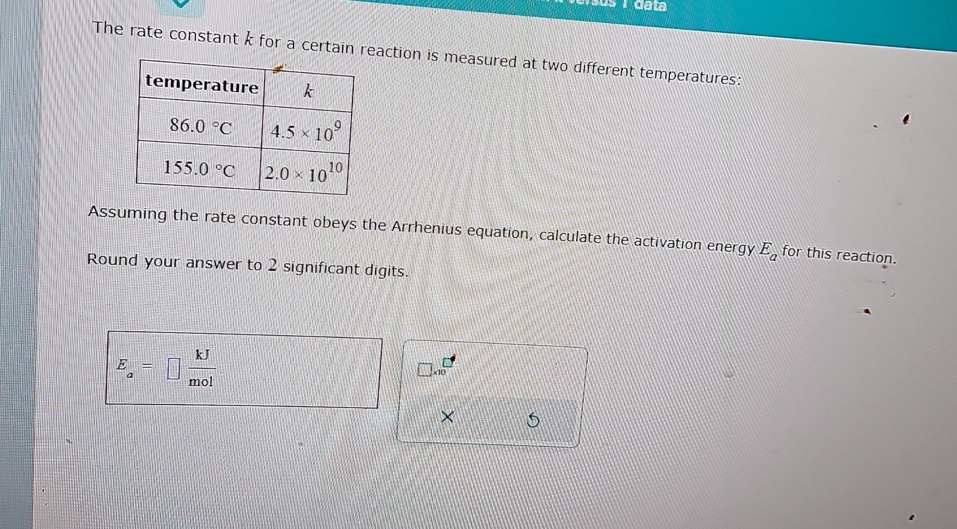Solved Assuming the rate constant obeys the Arrhenius | Chegg.com