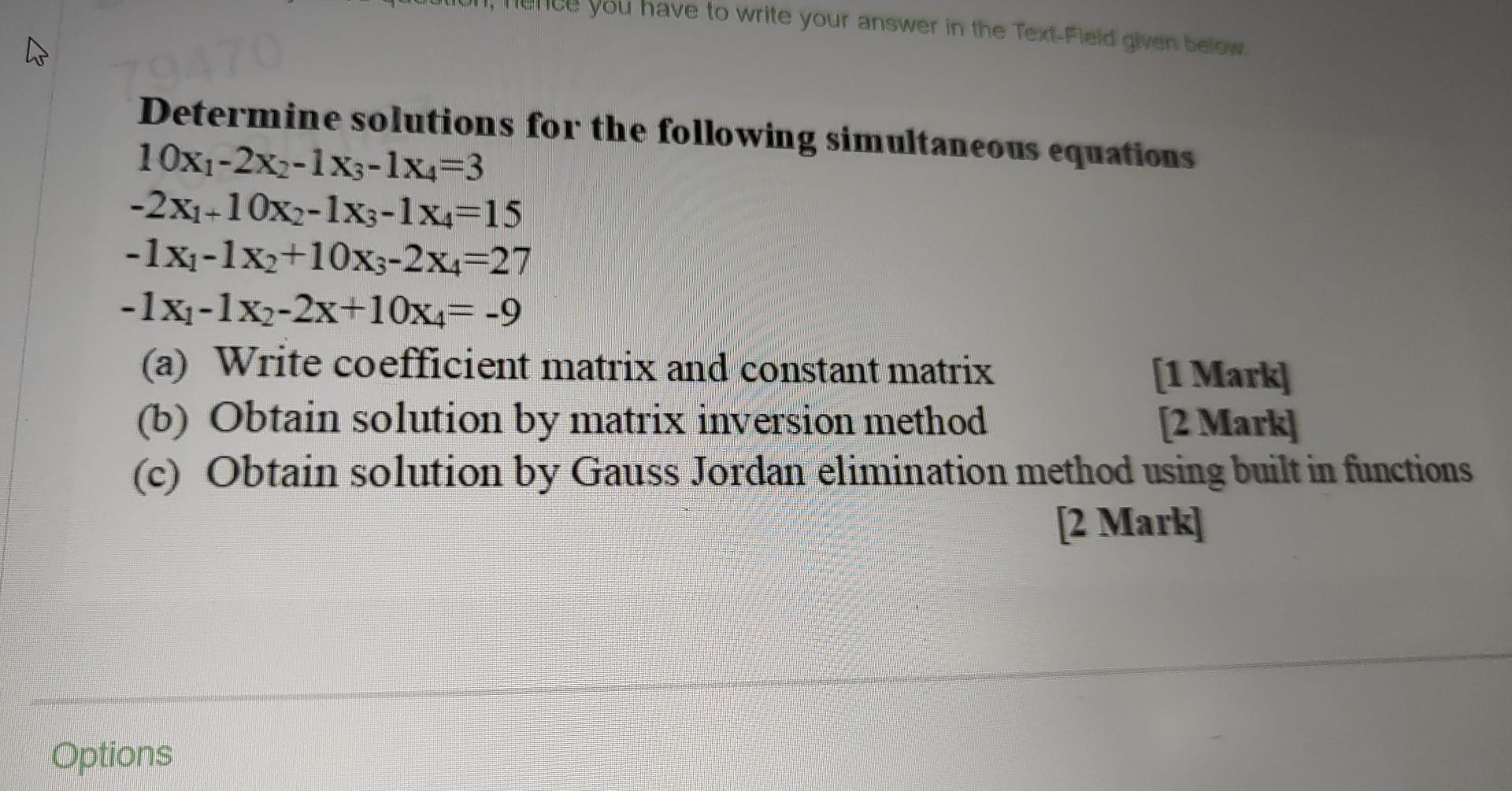 Solved Determine solutions for the following simultaneous | Chegg.com