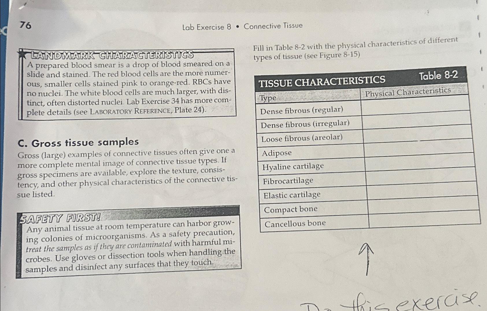 Solved 76Lab Exercise 8* ﻿Connective TissueA prepared blood | Chegg.com