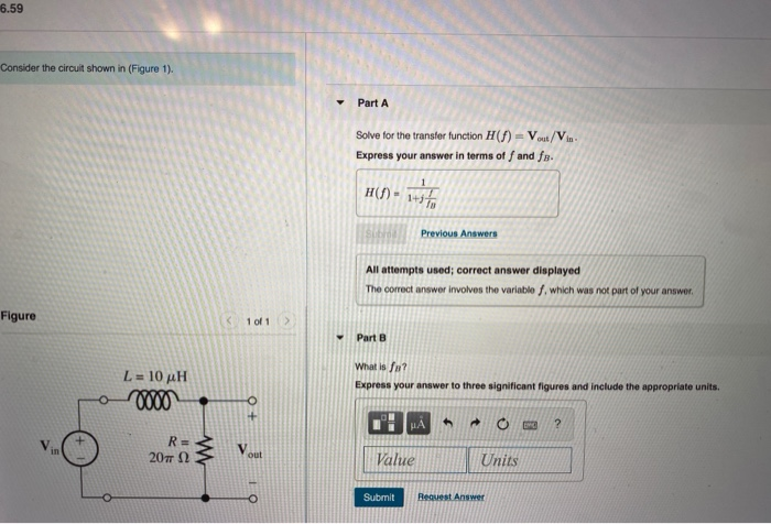 Solved 6.59 Consider the circuit shown in (Figure 1). Part A | Chegg.com