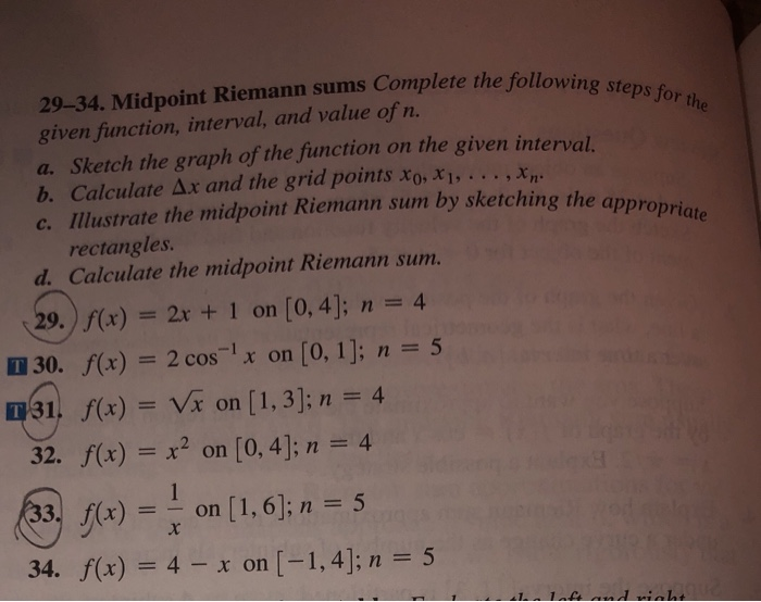 Solved 19-26. Left and right Riemann sums Complete the | Chegg.com