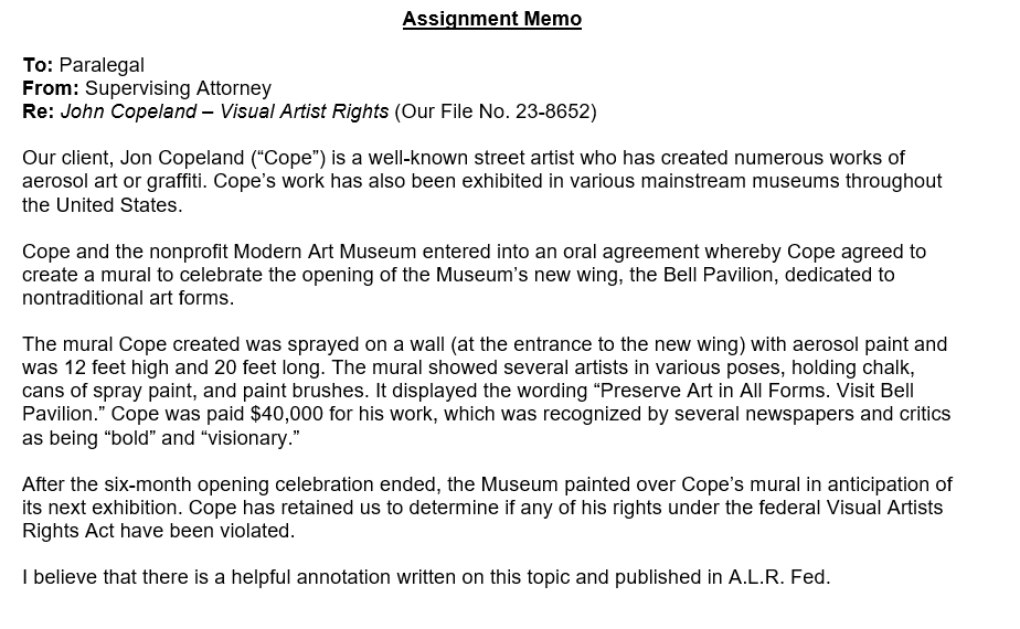 Solved Draft a legal memorandum from the information | Chegg.com