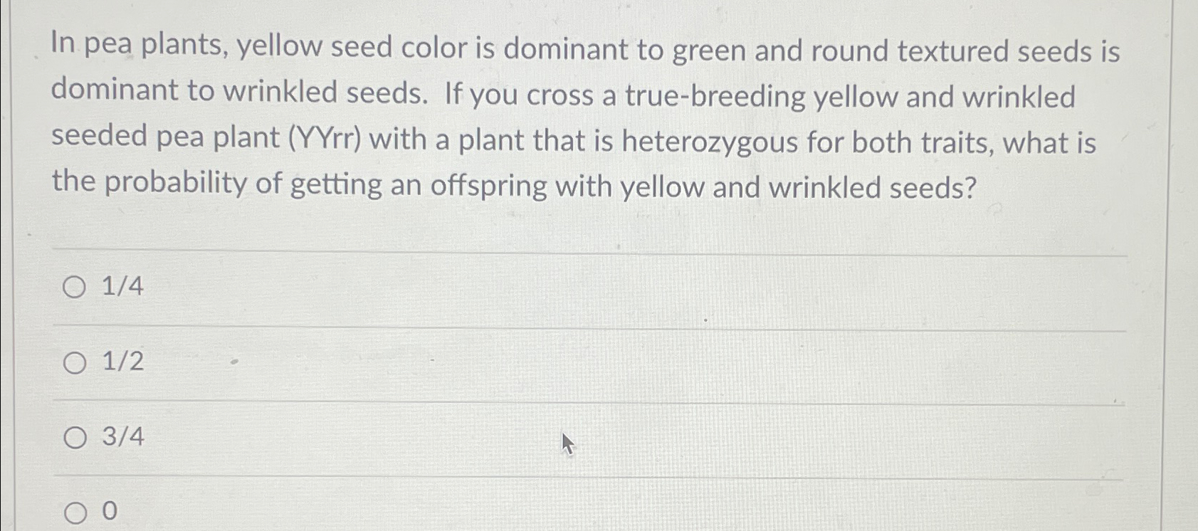 Solved In pea plants, yellow seed color is dominant to green | Chegg.com