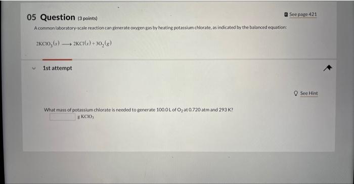 Solved 05 Question (3 points) A common laboratory-scale | Chegg.com