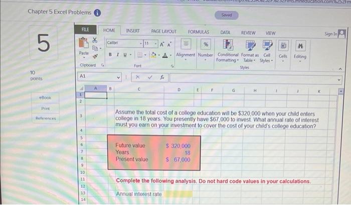 Solved Chapter 5 Excel Problems ( SinvedYou're trying to | Chegg.com