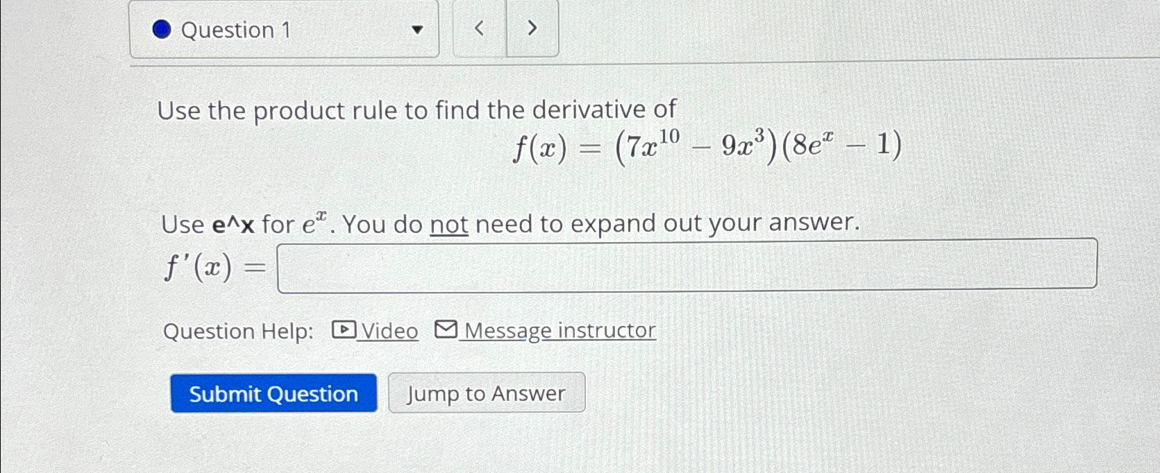 Solved Question 1Use the product rule to find the derivative | Chegg.com