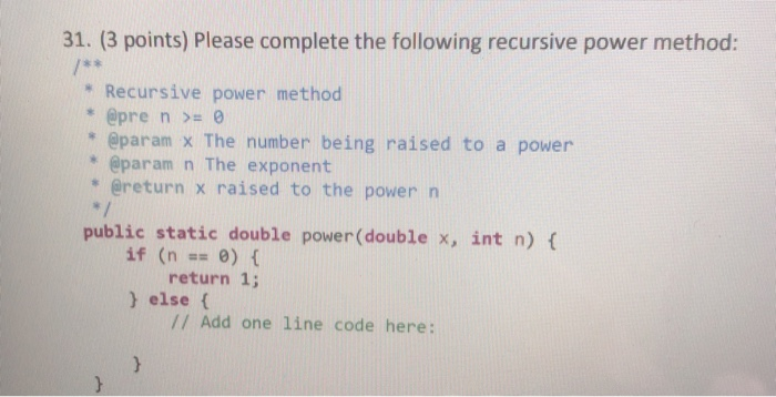 Solved 31. (3 points) Please complete the following | Chegg.com