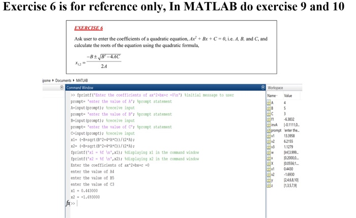 Solved Exercise 6 is for reference only, In MATLAB do | Chegg.com