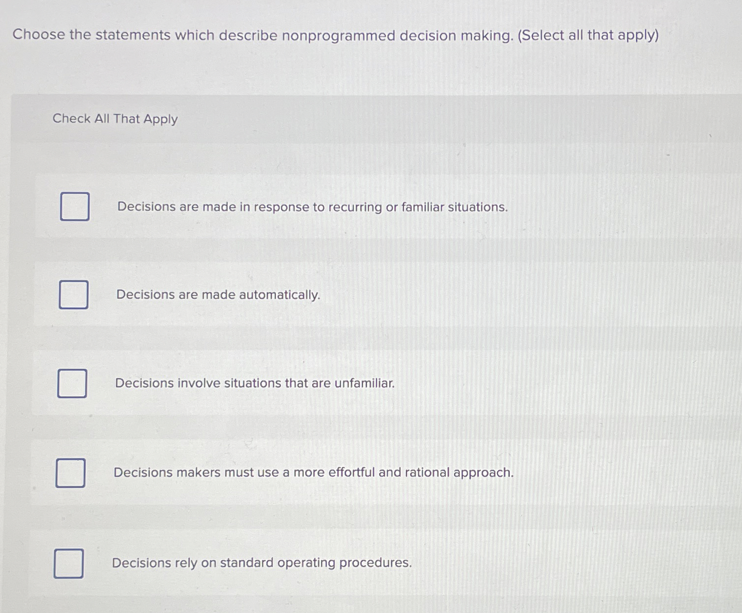 Solved Choose the statements which describe nonprogrammed | Chegg.com