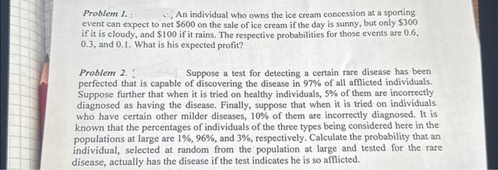 Solved Problem 1. An individual who owns the ice cream | Chegg.com