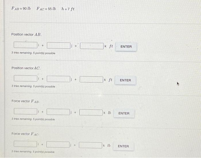Solved Two Forces Fab And Fac Are Acting At Point A For The