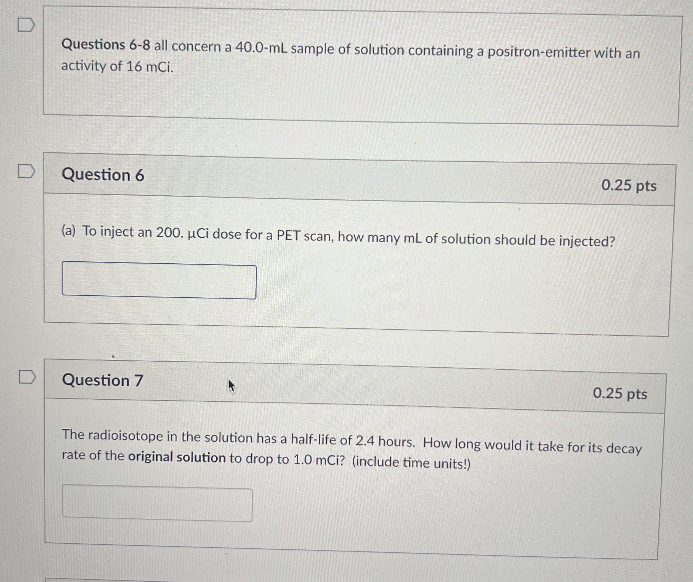 Solved Questions 6-8 ﻿all concern a 40.0-mL sample of | Chegg.com
