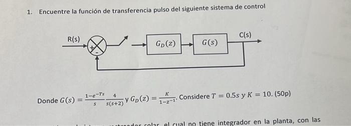 1. Encuentre la función de transferencia pulso del | Chegg.com