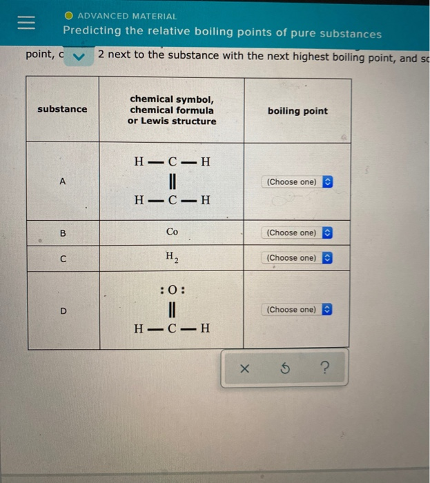 Solved O ADVANCED MATERIAL Predicting the relative boiling | Chegg.com