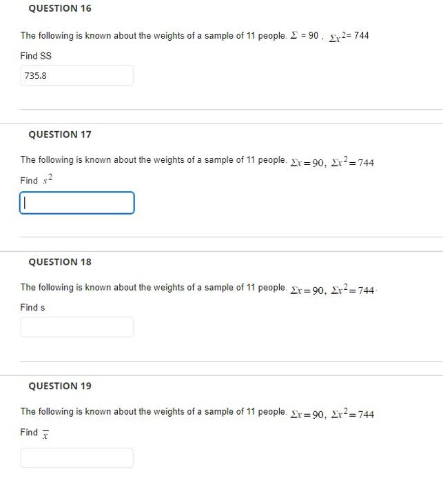 Solved QUESTION 16 The following is known about the weights | Chegg.com