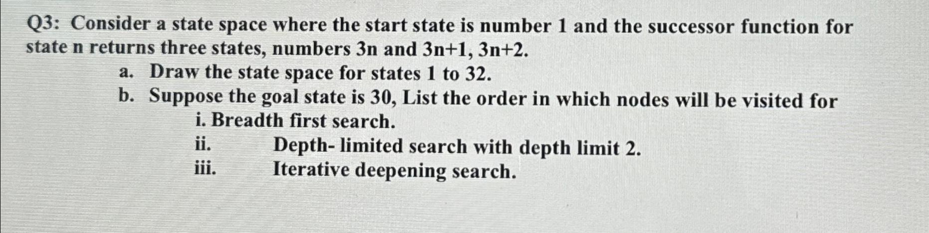 Solved Q3: Consider a state space where the start state is | Chegg.com
