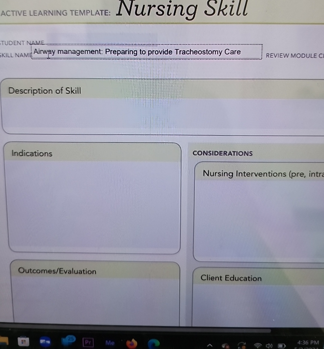Solved ACtTve LEARNING TEMPlate: Nursing SkillTUDENT | Chegg.com