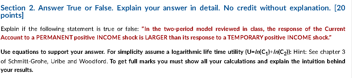 Solved Section 2. ﻿Answer True or False. Explain your answer | Chegg.com