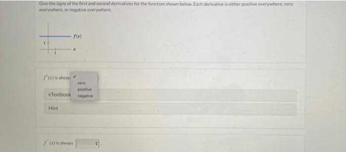 Solved Give the signs of the first and second derivatives | Chegg.com