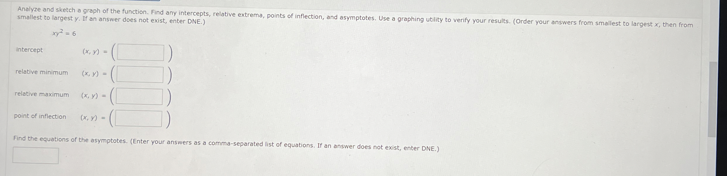 Solved smallest to largest y. ﻿If an answer does not exist, | Chegg.com
