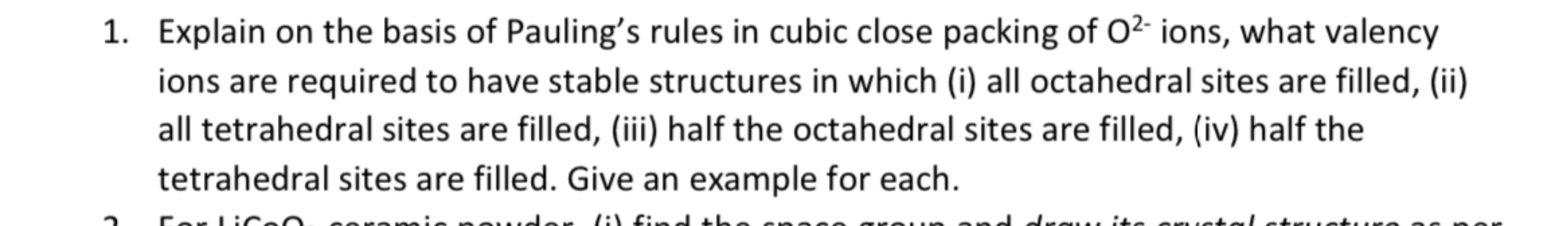 Solved Explain on the basis of Pauling's rules in cubic | Chegg.com