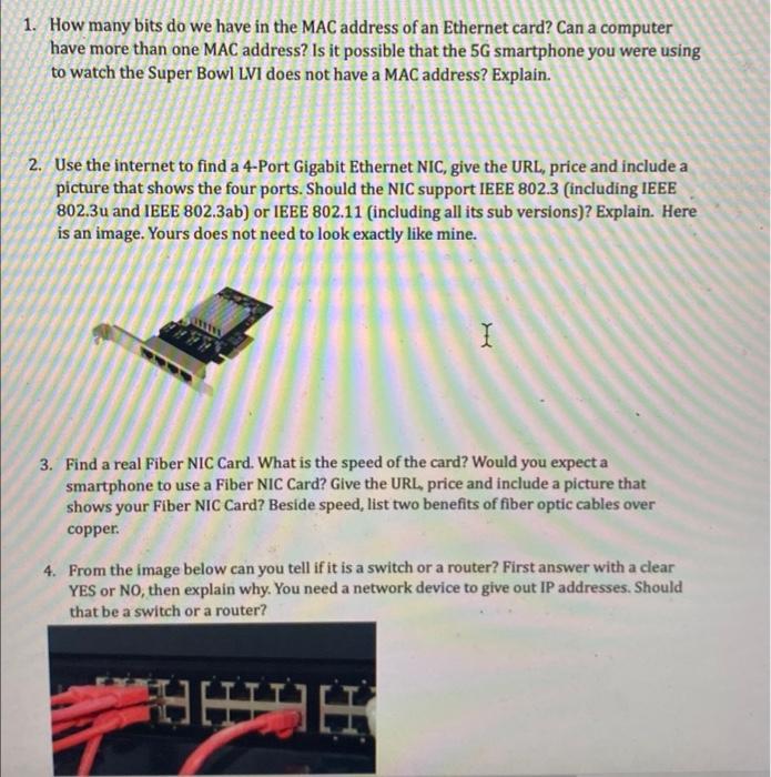 1. How many bits do we have in the MAC address of an | Chegg.com