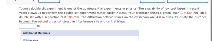 Solved Young's double slit experiment is one of the | Chegg.com