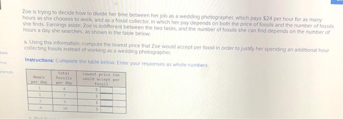 Solved Zoe is trying to decide how to divide her time | Chegg.com