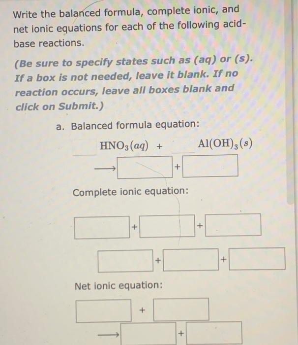Solved Write the balanced formula, complete ionic, and net | Chegg.com