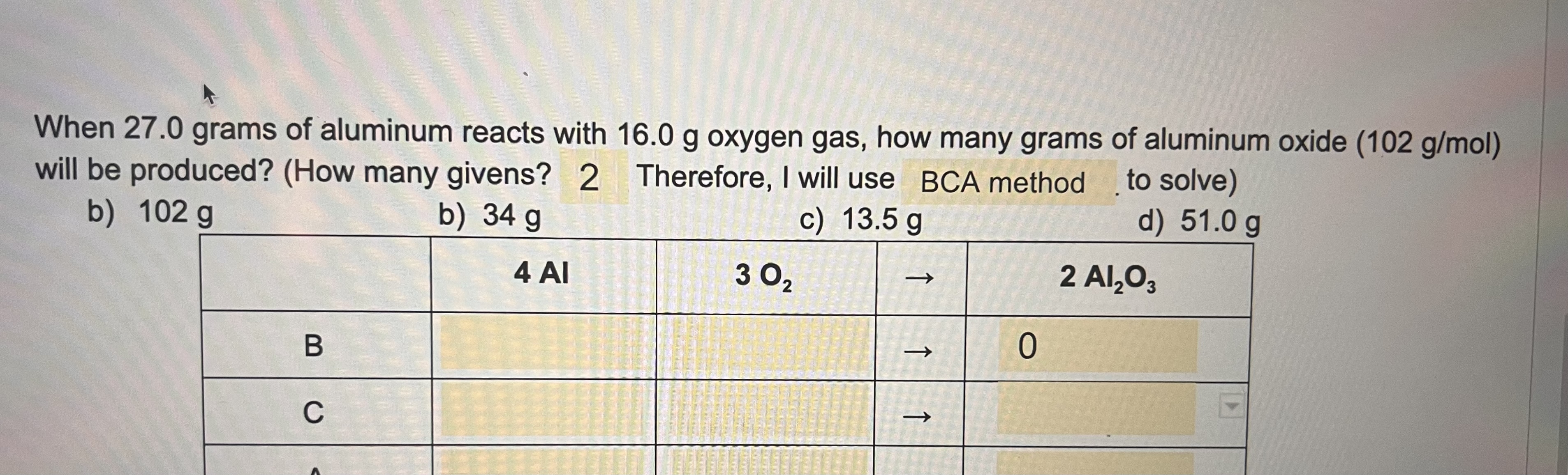 Solved use BCA method to solve | Chegg.com