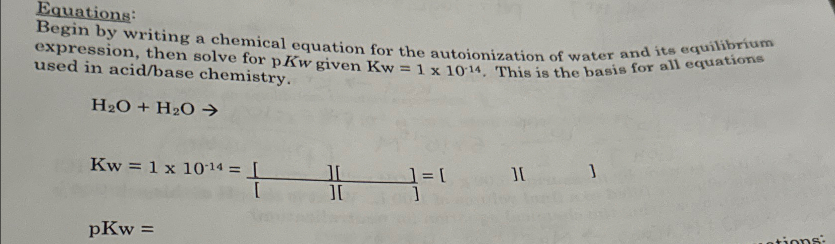 Solved Equations:Begin by writing a chemical equation for | Chegg.com