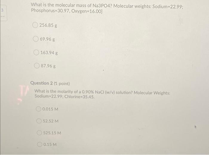 Solved What is the molecular mass of Na3PO4? Molecular | Chegg.com