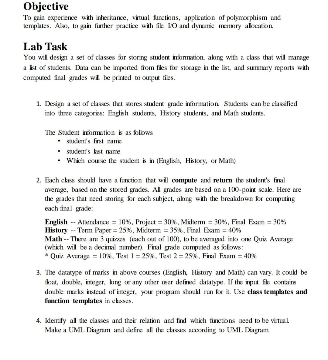 Solved Objective To gain experience with inheritance, | Chegg.com