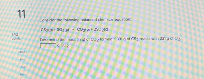 Solved Consider the following balanced chemical equation: | Chegg.com