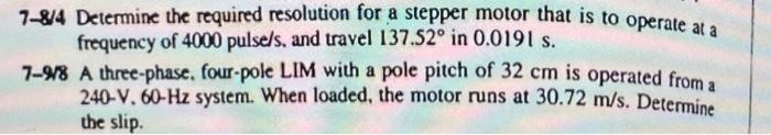 Solved 7-84 Determine the required resolution for a stepper | Chegg.com