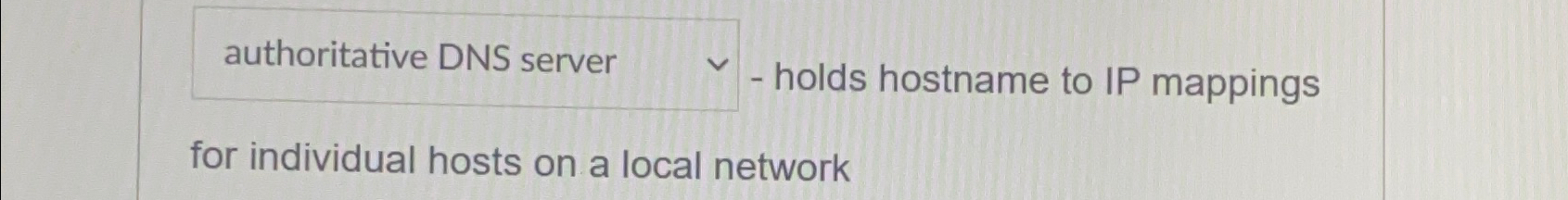 Solved authoritative DNS server - ﻿holds hostname to IP | Chegg.com