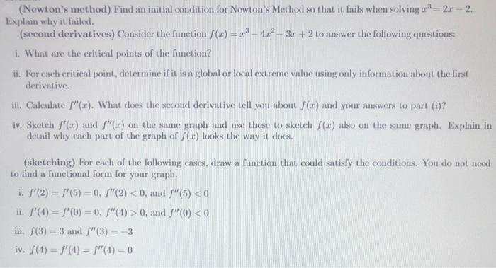 Solved (Newton's method) Find an initial condition for | Chegg.com