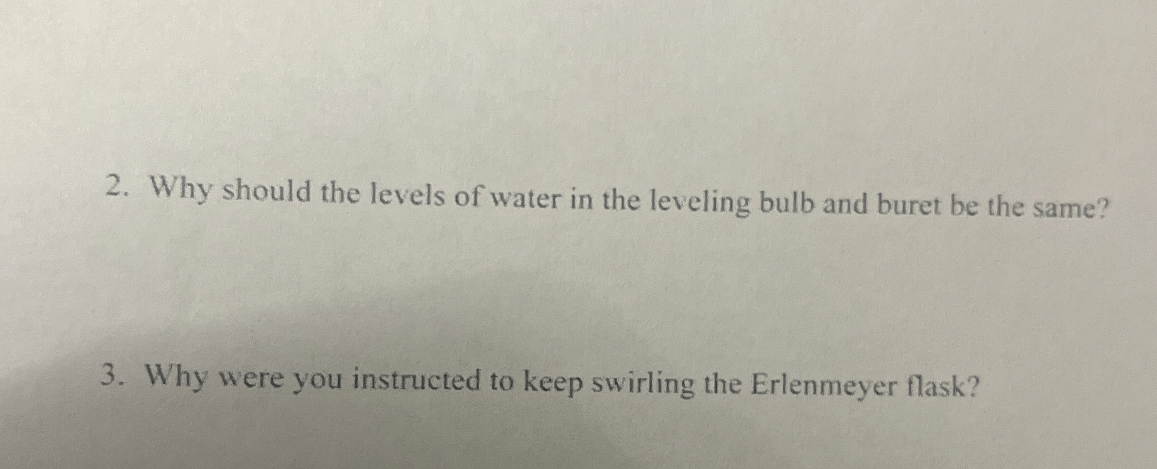 Solved Why should the levels of water in the leveling bulb | Chegg.com