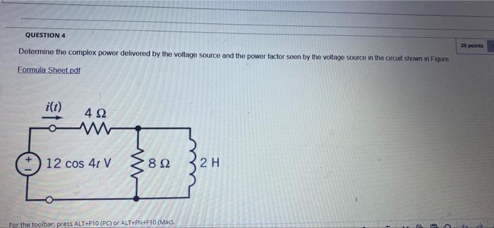 Solved QUESTION 4 20 points Determine the complex power | Chegg.com