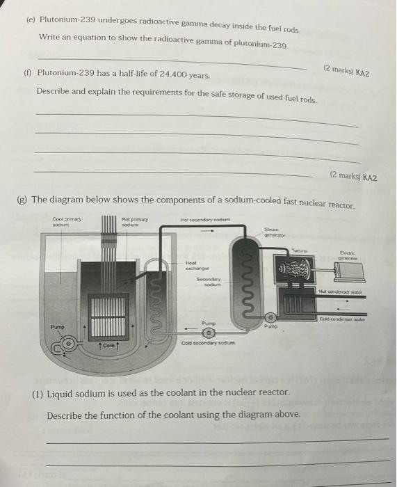 Solved (e) Plutonium-239 undergoes radioactive gamma decay | Chegg.com