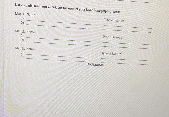 Solved USGS topo maps: Bench Markers, Elevation Markers, and | Chegg.com