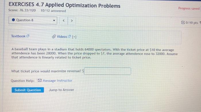 Solved EXERCISES 4.7 Applied Optimization Problems Score: | Chegg.com