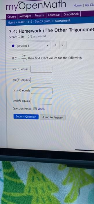 Solved myOpenMath Home My Cla Course Messages Forums | Chegg.com