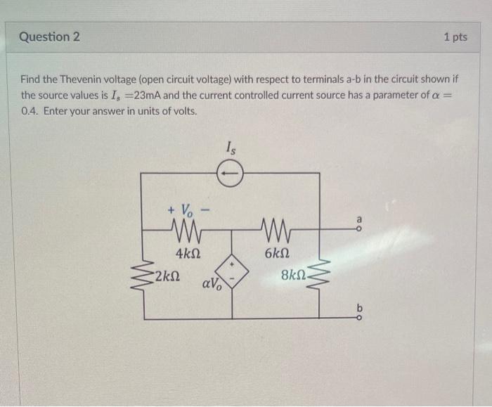 Solved Find the Thevenin voltage (open circuit voltage) with | Chegg.com