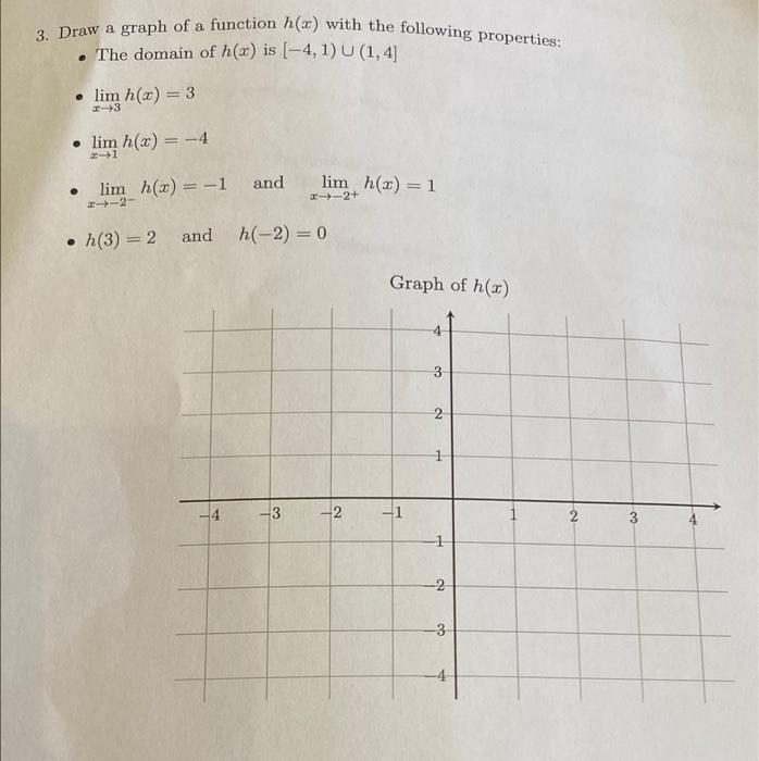 Solved Draw a graph of a function h(x) with the following | Chegg.com