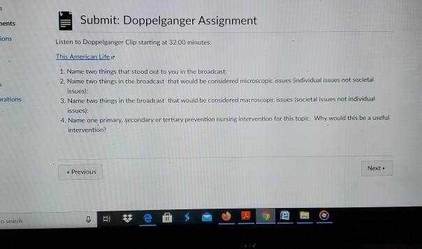 doppelganger assignment name two things that stood | Chegg.com