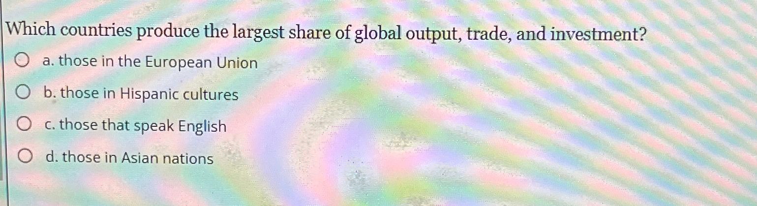Solved Which countries produce the largest share of global | Chegg.com